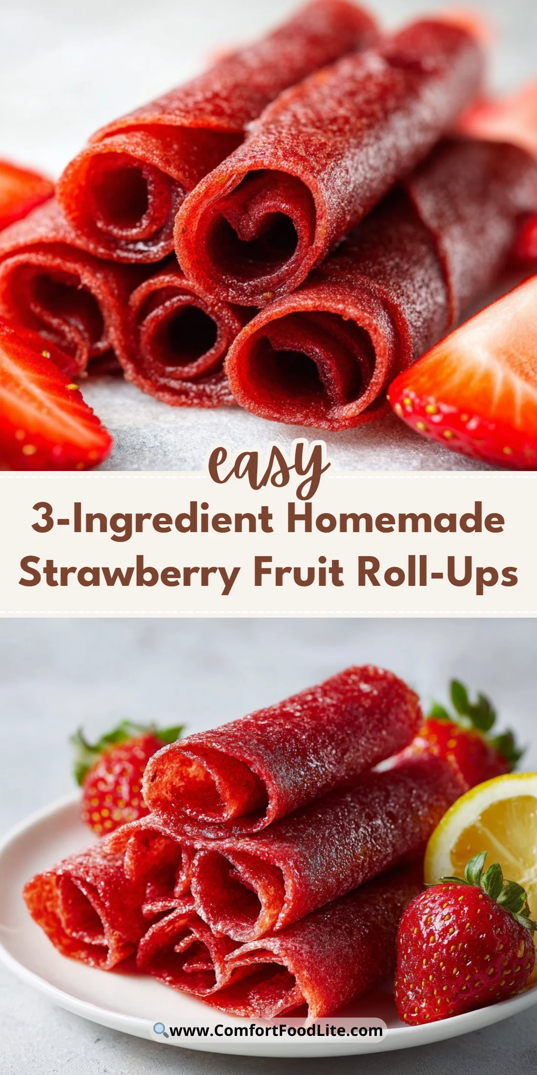 3-Ingredient Homemade Strawberry Fruit Roll-Ups