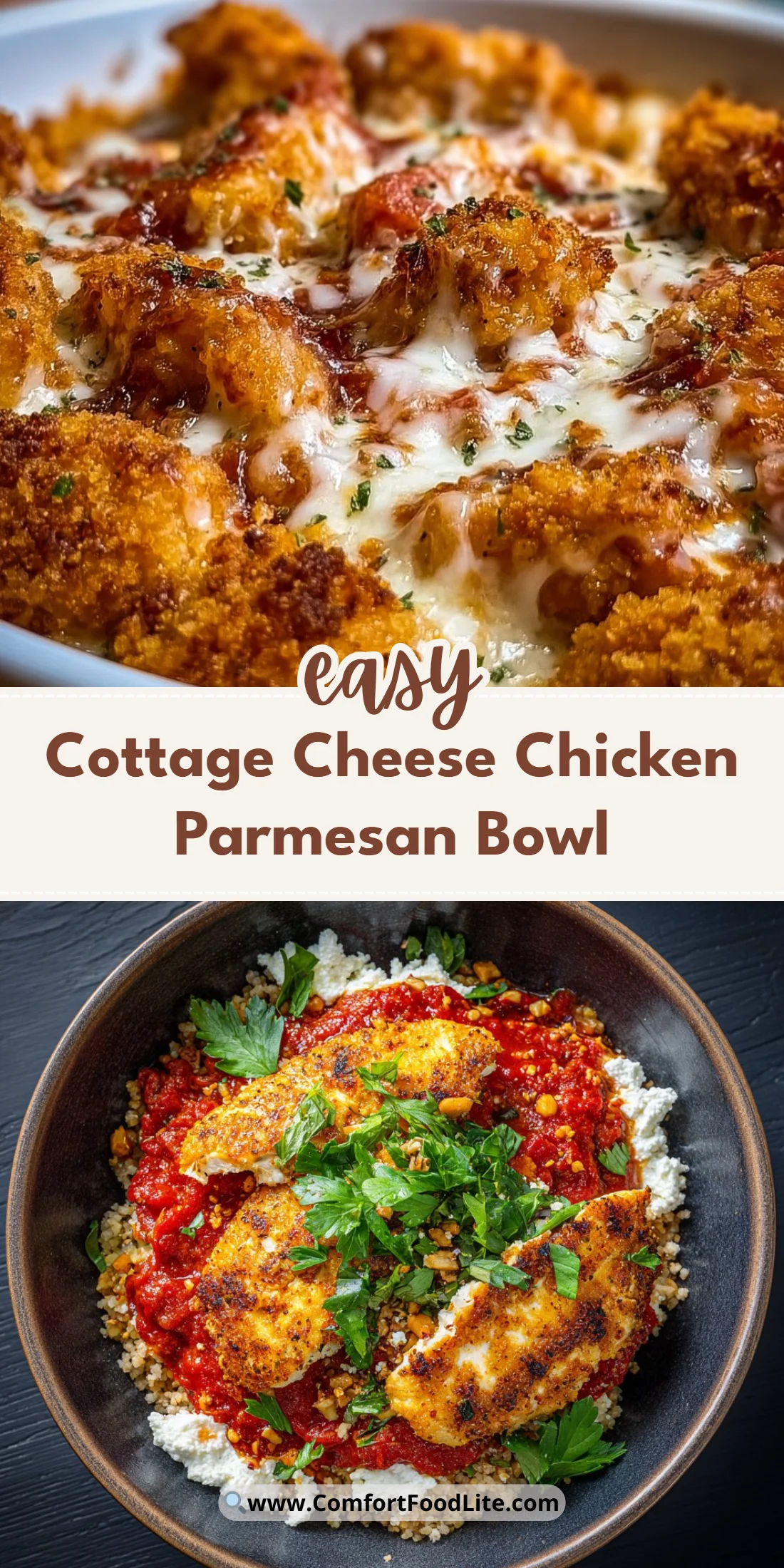 Cottage Cheese Chicken Parmesan Bowl